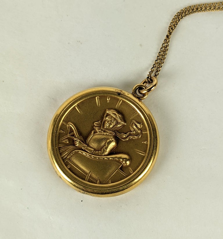 Unusual Figural Edwardian Locket, Lady Carriage Driver For Sale at 1stDibs