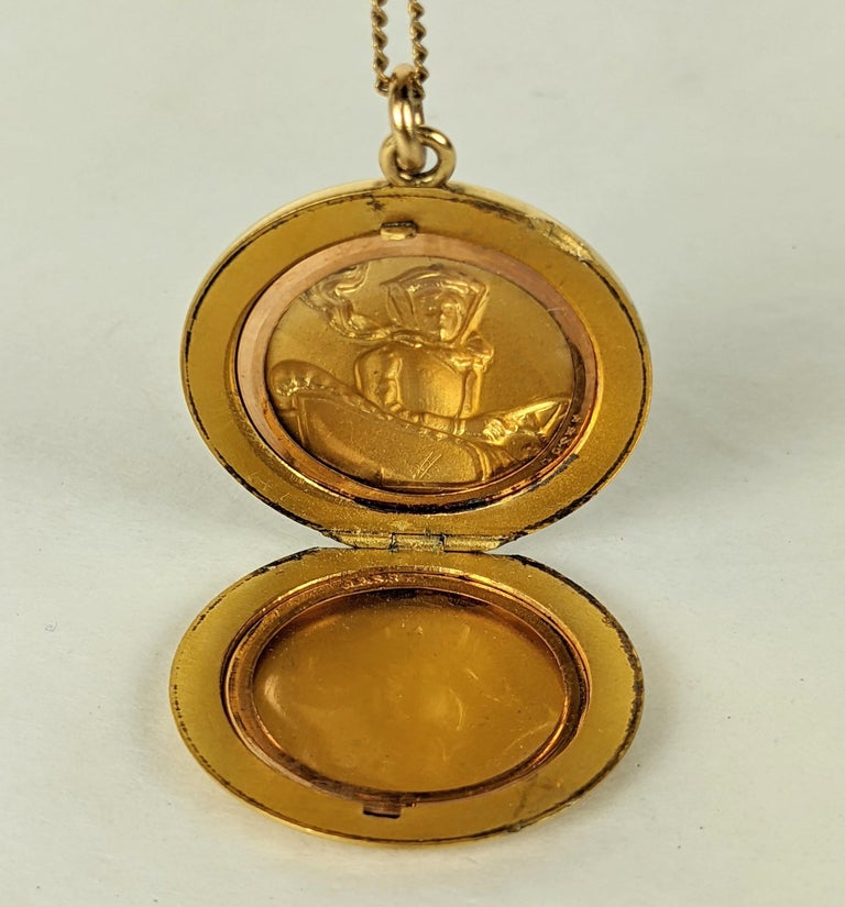 Unusual Figural Edwardian Locket, Lady Carriage Driver For Sale at 1stDibs