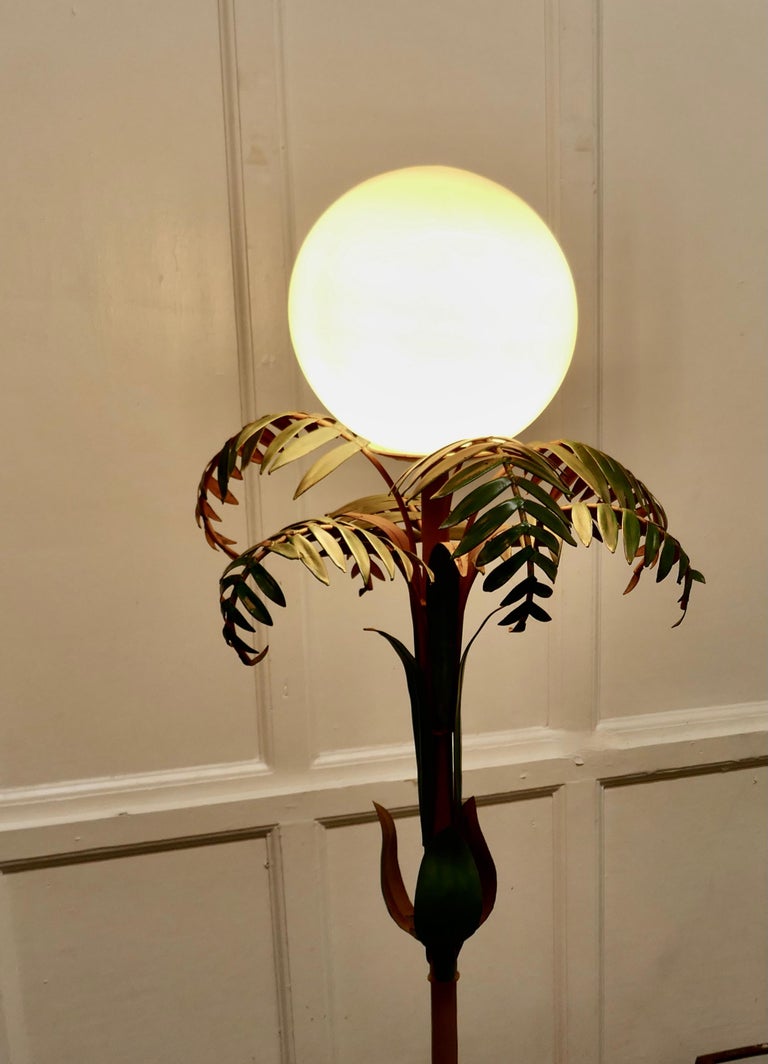 Unusual French Conservatory Painted Toleware Floor Lamp