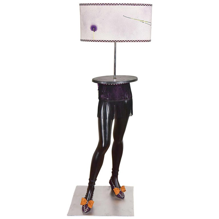 Unusual Gloss Black Mannequin Floor Lamp, 20th Century For Sale at 1stDibs