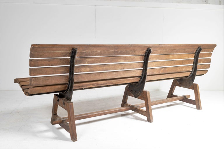Unusual Hardwood Iroko and Cast Iron Garden Bench Porch Logia Seating ...