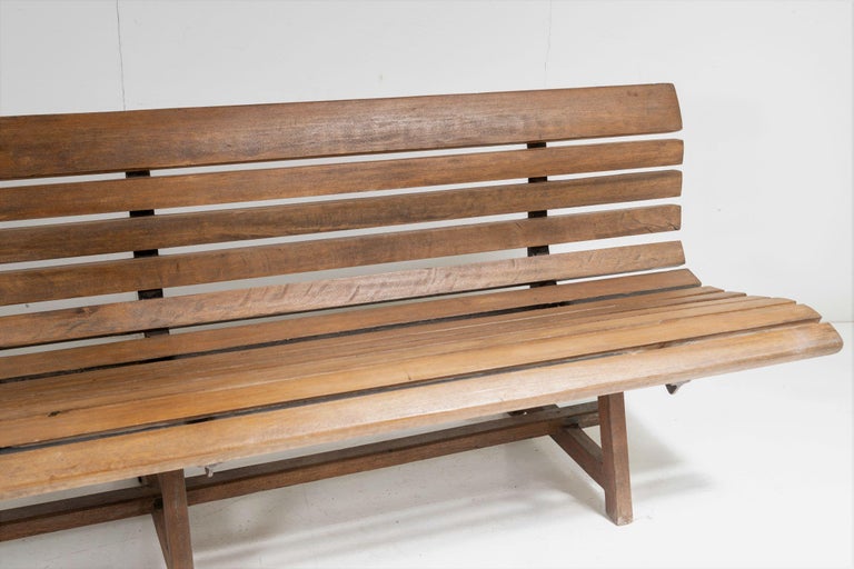 Unusual Hardwood Iroko and Cast Iron Garden Bench Porch Logia Seating ...