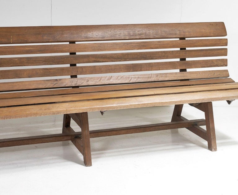 Unusual Hardwood Iroko and Cast Iron Garden Bench Porch Logia Seating ...