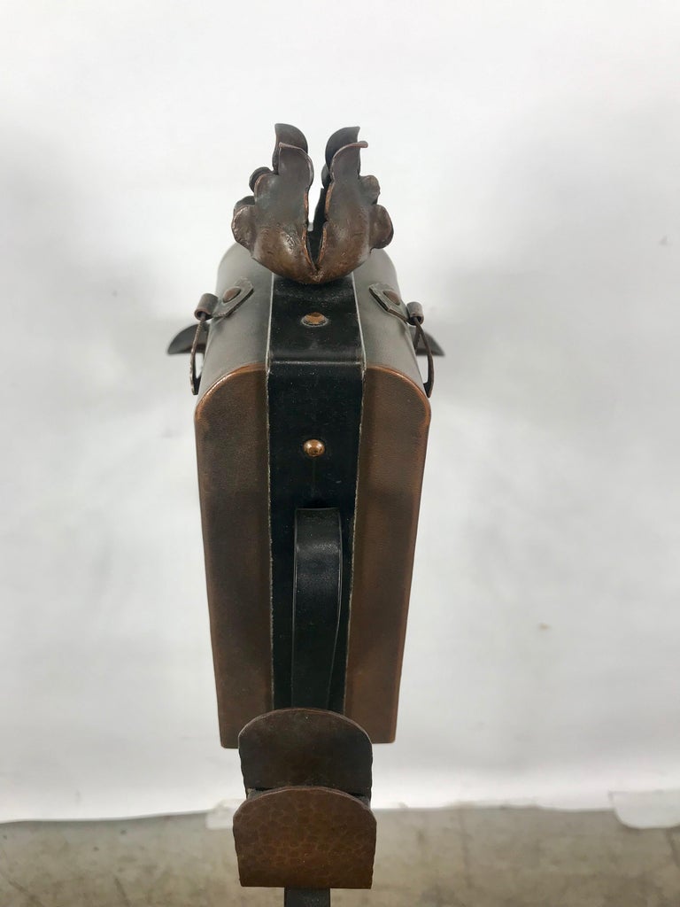 Unusual Iron and Copper Arts and Crafts Double Smoking Stand with Cigar ...