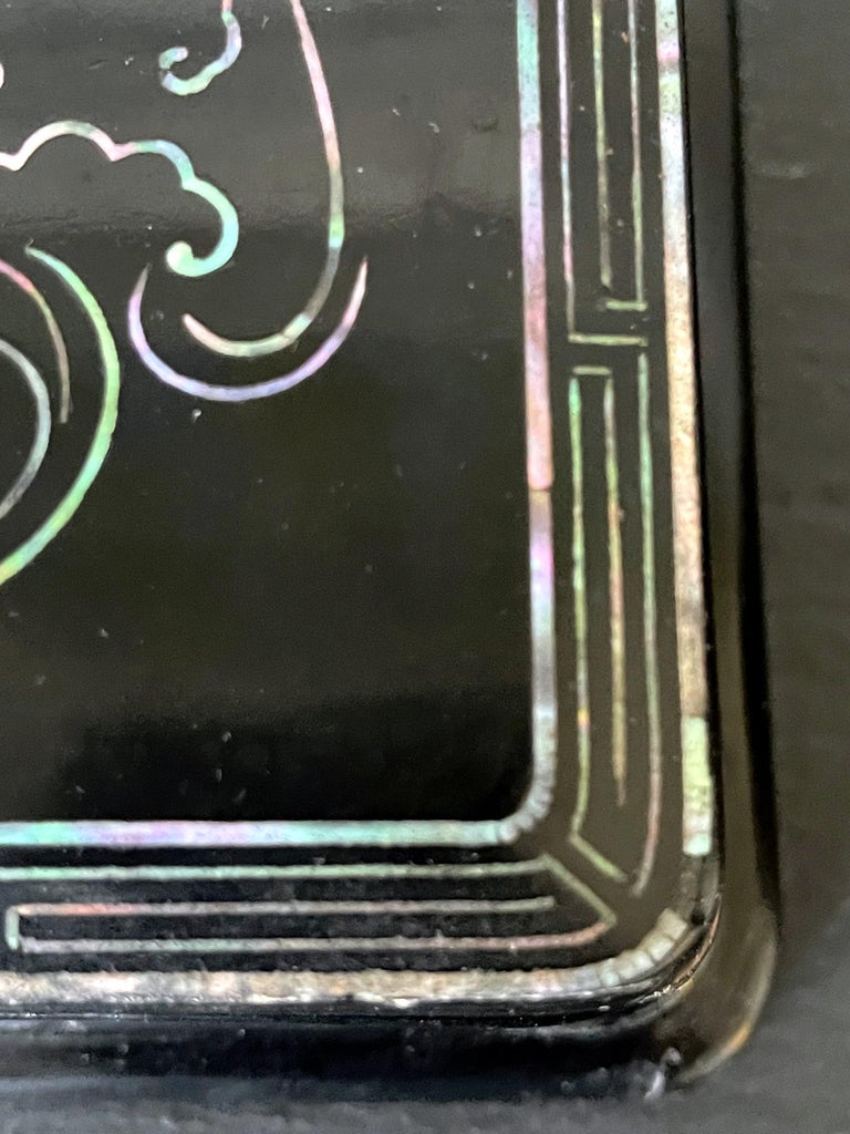 Unusual Japanese Lacquer Inkstone Box with MOP Inlays For Sale at 1stDibs