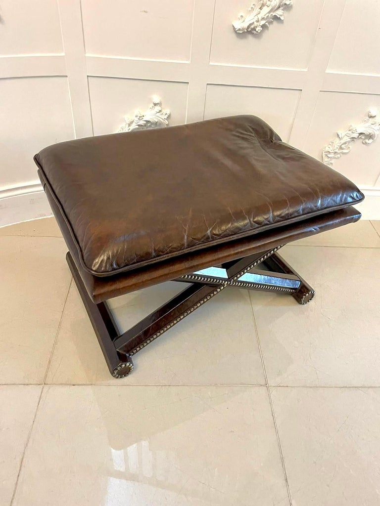 Unusual Large Antique Quality Leather Freestanding Stool For Sale at ...