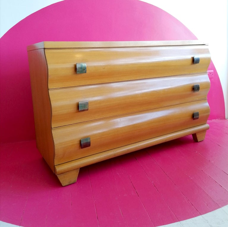 Unusual Large and Long Vintage Wavy Profile Post Modern Drawer Cabinet ...