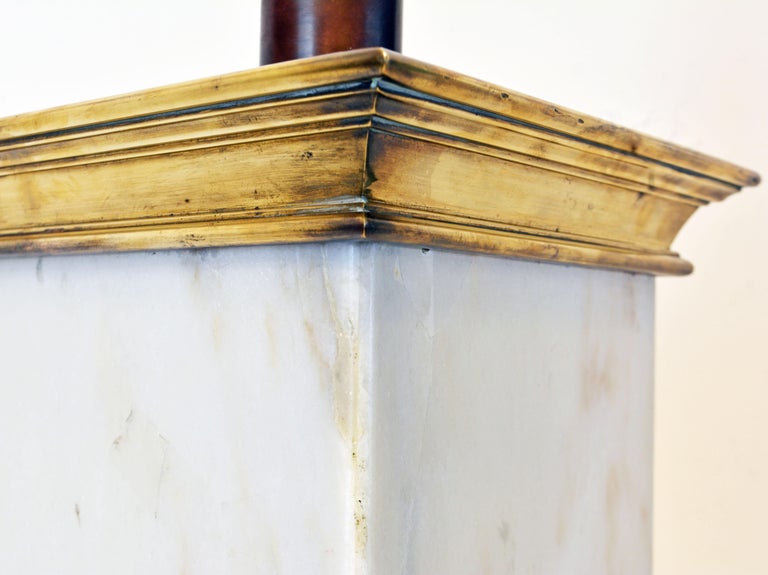 Unusual Large Midcentury Triangular Brass Mounted Onyx Table Lamp For ...