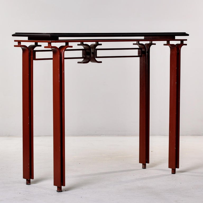 Unusual Mid Century Console with Metal Base and Wood Top For Sale at ...
