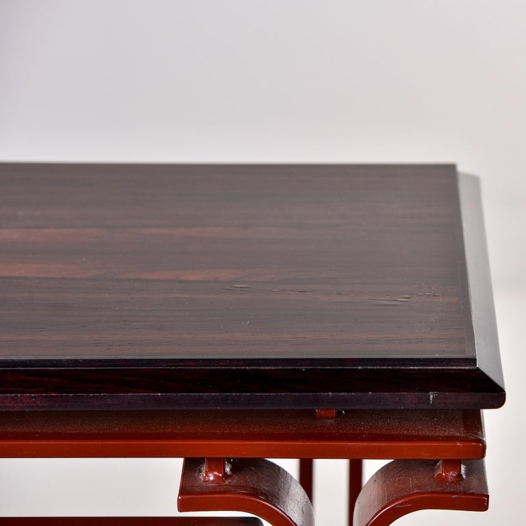 Unusual Mid Century Console with Metal Base and Wood Top For Sale at ...