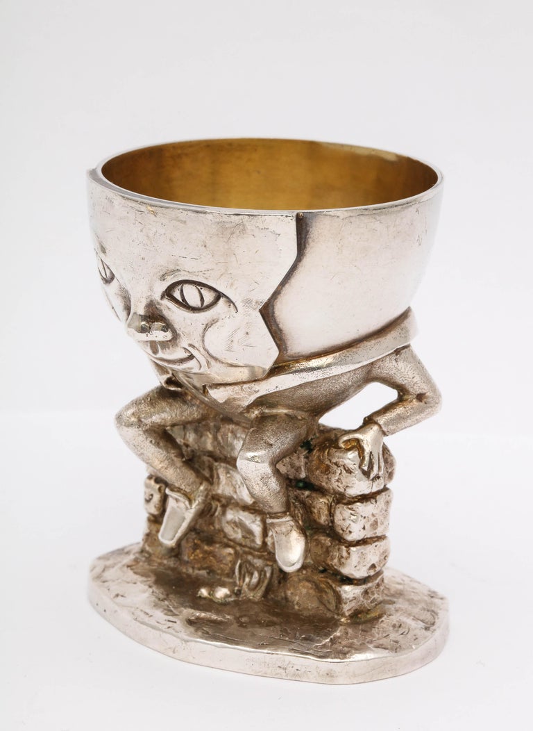 Unusual Midcentury Sterling Silver Humpty Dumpty Egg Cup and Matching ...