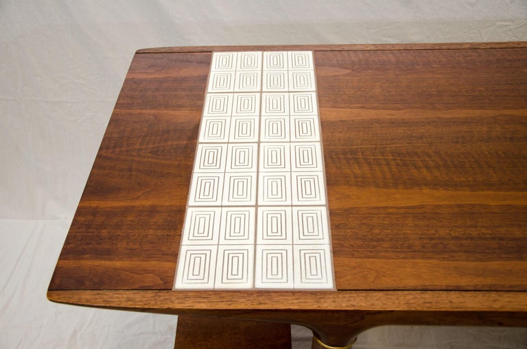 Unusual Mid Century Desk by Lane, with Floating Drawer Cabinet and Tile ...