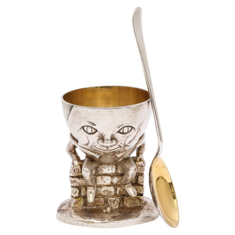 Unusual Midcentury Sterling Silver Humpty Dumpty Egg Cup and Matching ...
