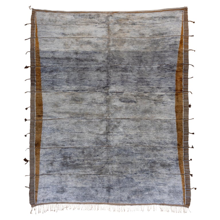 Unusual Modern Gray Moroccan Rug, Shiny Brown Tones and Thick Side ...