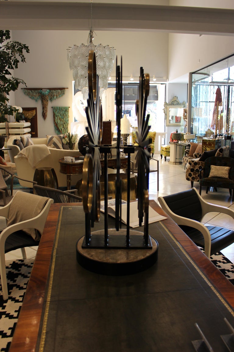 Unusual Painted Bronze and Brass Kinetic Sculpture on Granite Base ...