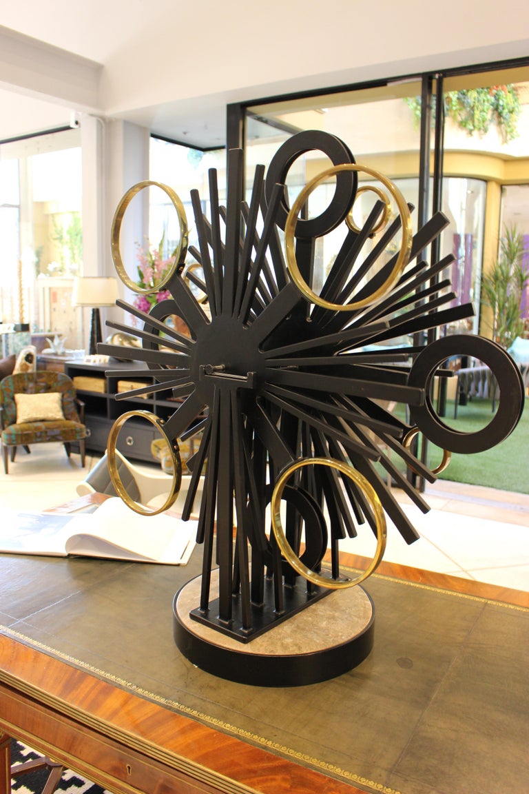 Unusual Painted Bronze and Brass Kinetic Sculpture on Granite Base ...