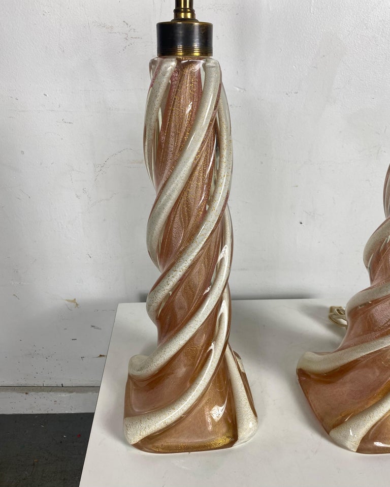 Unusual Pair 1950's Murano Glass Italian Table Lamps by Camer, Seguso ...