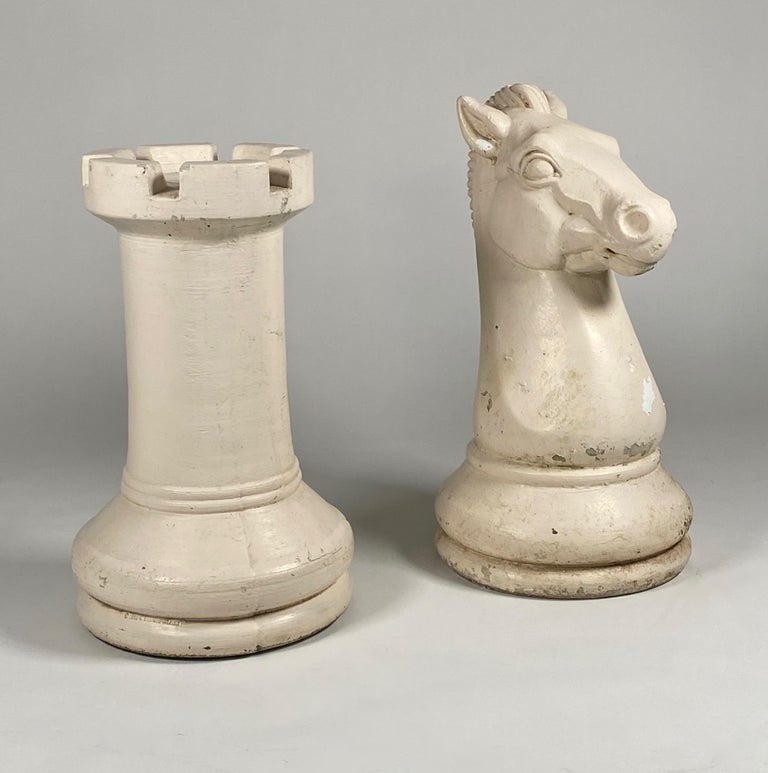Unusual Pair of 1960s Oversized Concrete Sculptures Chess Pieces Rook ...