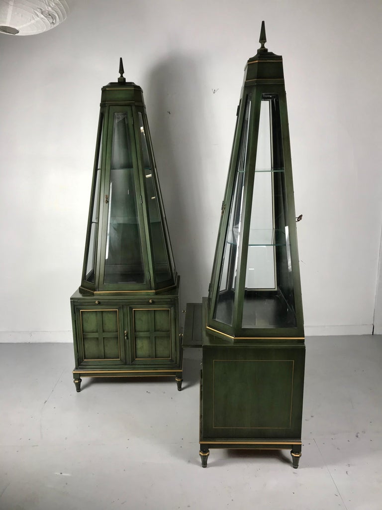Unusual Pair of Decorative Pyramidal Curio Cabinets, Vitrines by Union ...