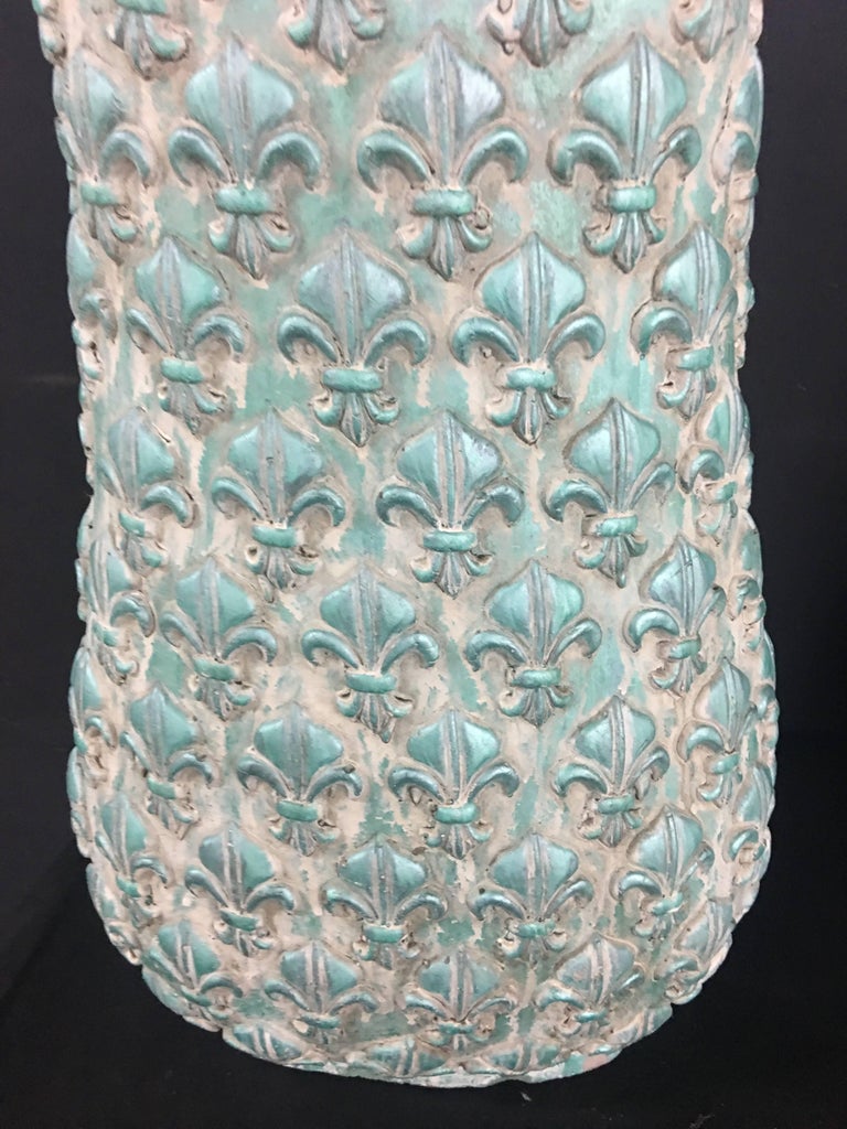 Unusual Pair of Molded Clay Vases with Lamp Application For Sale at 1stDibs