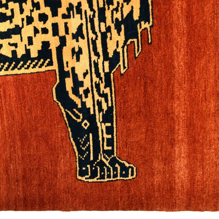 Persian Ferehan Lion Rug, Red, Black, and Gold, 4x6 at 1stDibs