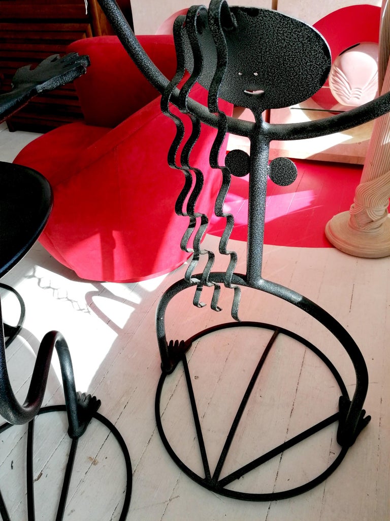 Unusual Postmodern American Figural Bar Stools Set with Table, USA ...