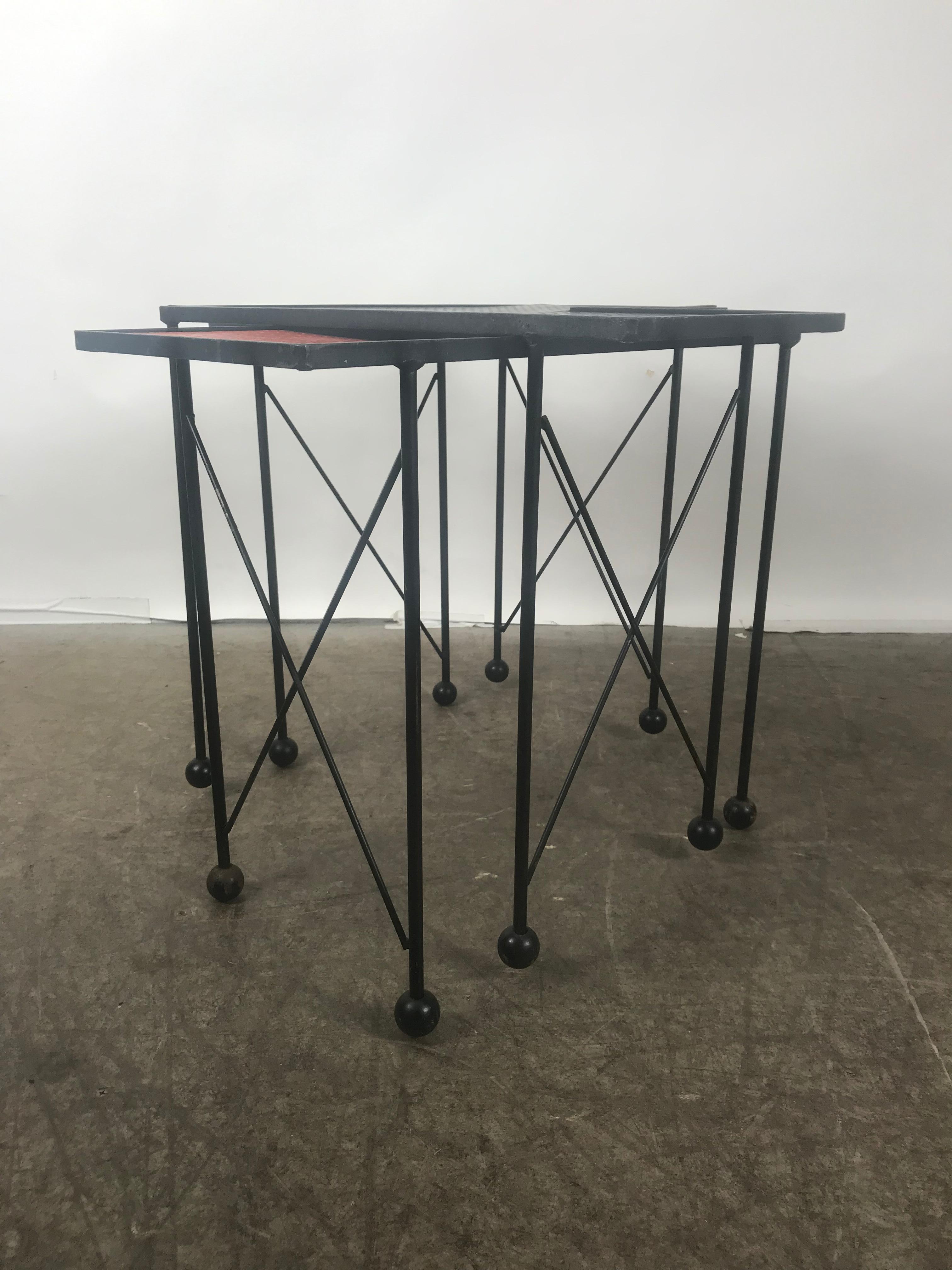 Unusual Puzzle Iron and Pegboard Tables Attributed to Frederick ...