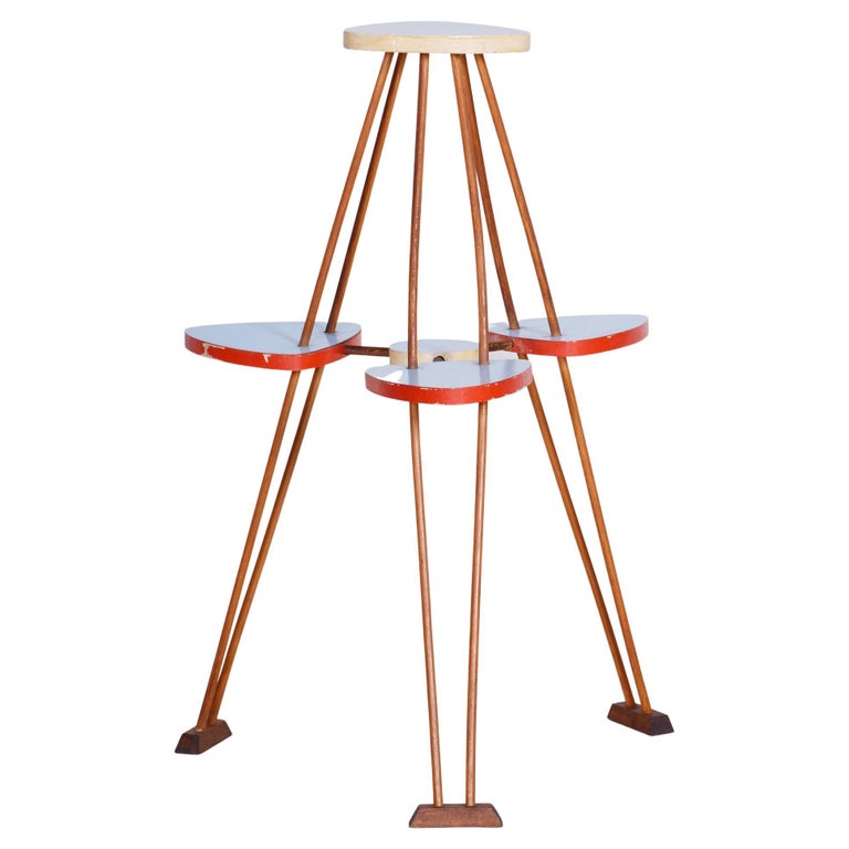Unusual Restored Mid-Century Flower Stand, Beech and Umakart, Czechia ...