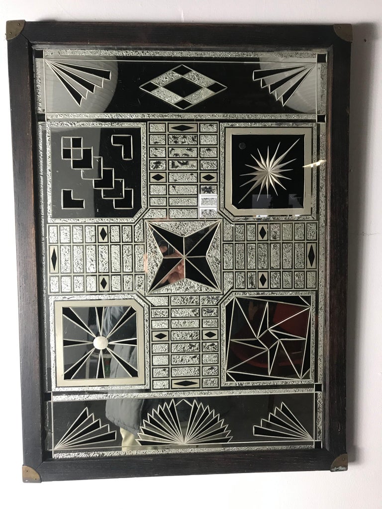 Unusual Reverse Painted Art Deco Mirror, Game Board, Folk Art at 1stDibs