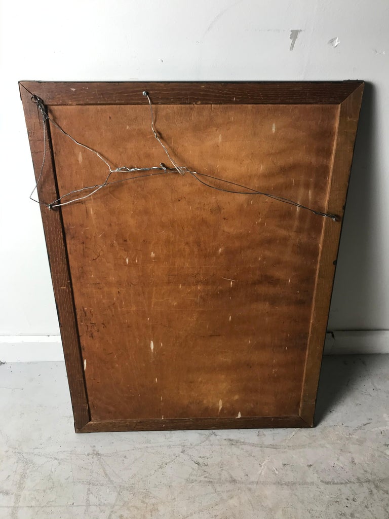 Unusual Reverse Painted Art Deco Mirror, Game Board, Folk Art at 1stDibs
