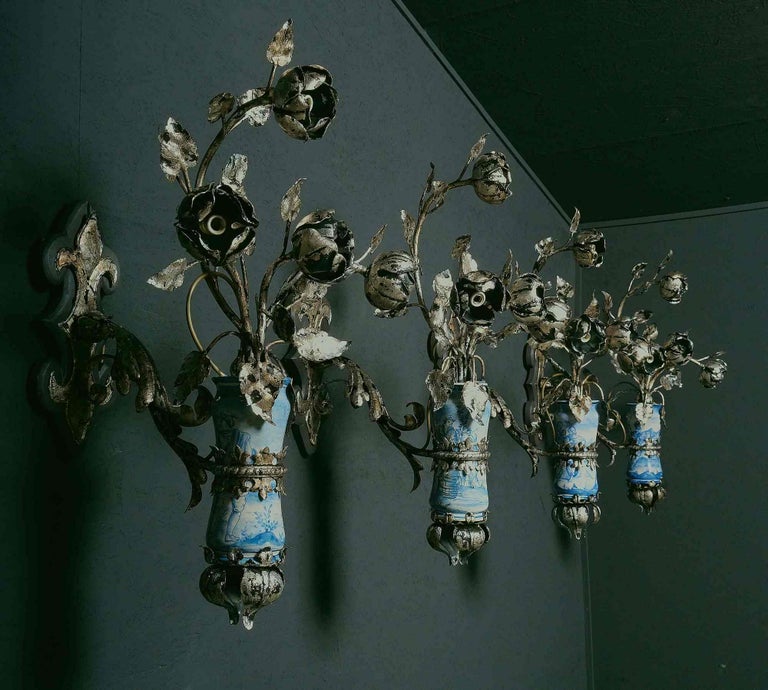 Unusual Series of Four Large Sconces 'Early 20th' with Albarelli '18th ...