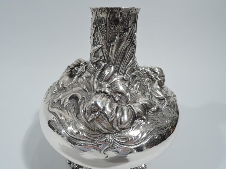 Unusual Shiebler Art Nouveau Sterling Silver Vase For Sale at 1stDibs