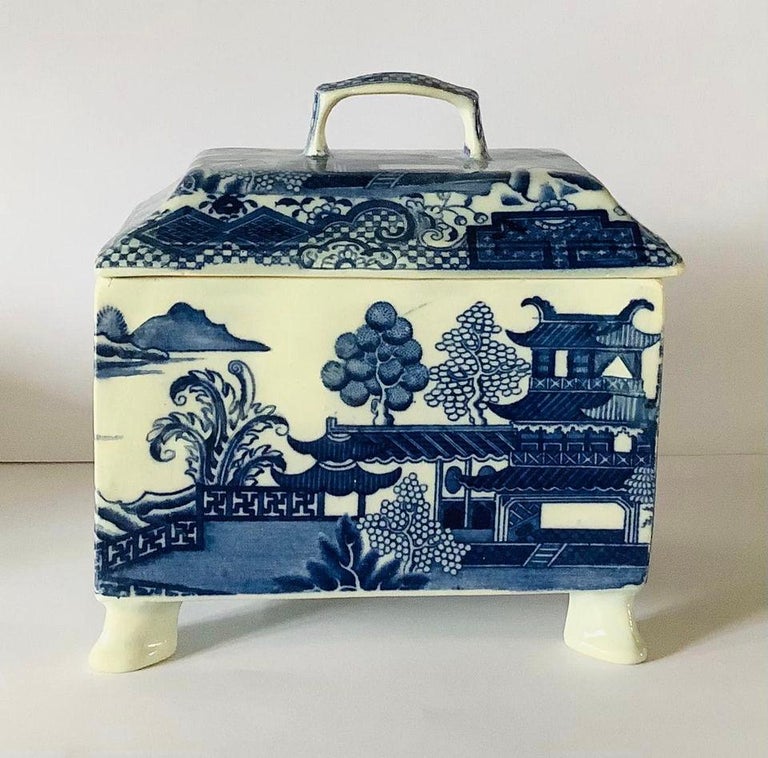 Unusual Swansea Prattware Pearlware Pottery Covered Botanical Tea Caddy ...