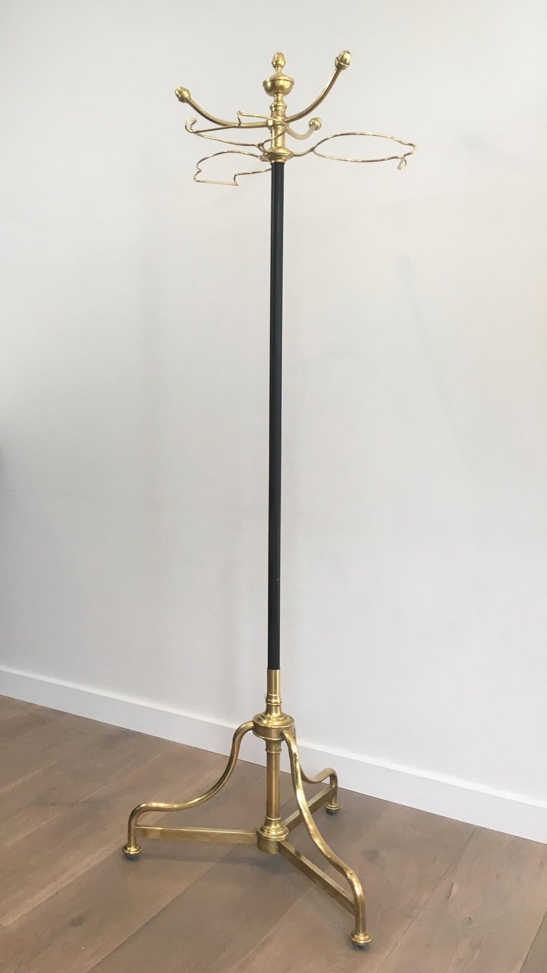 Unusual Tall Black Lacquered and Brass Coat and Hat Rack, French, circa ...
