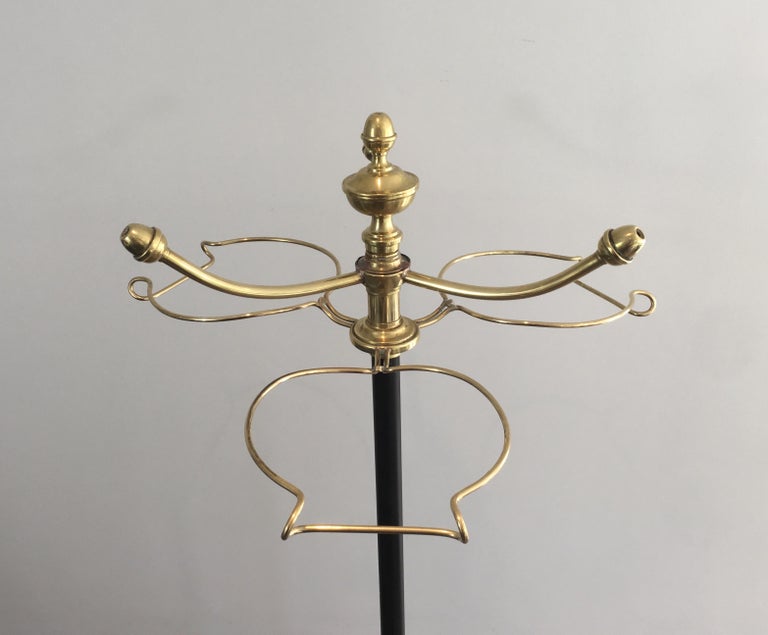 Unusual Tall Black Lacquered and Brass Coat and Hat Rack, French, circa ...