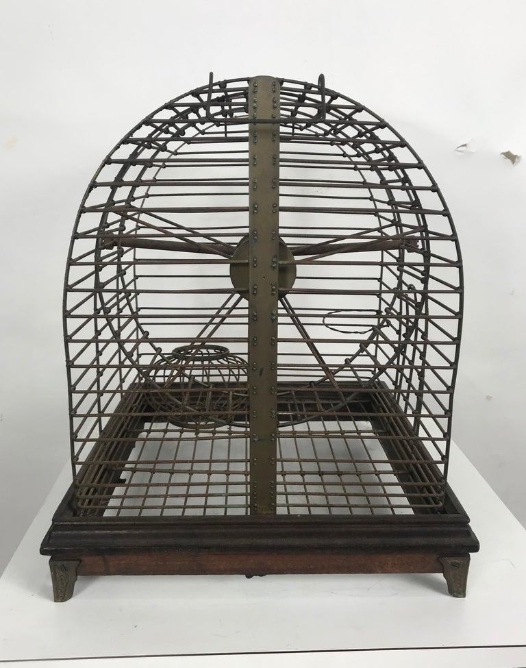 Unusual Turn of the Century Industrial Brass Small Animal Cage with ...