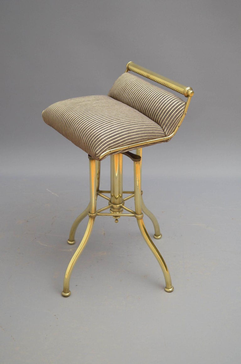 Unusual Victorian Brass Music Stool For Sale at 1stDibs
