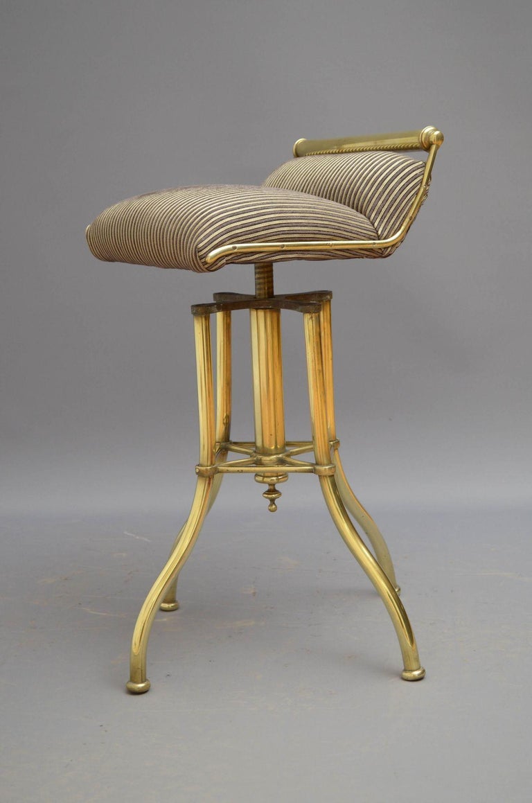 Unusual Victorian Brass Music Stool For Sale at 1stDibs