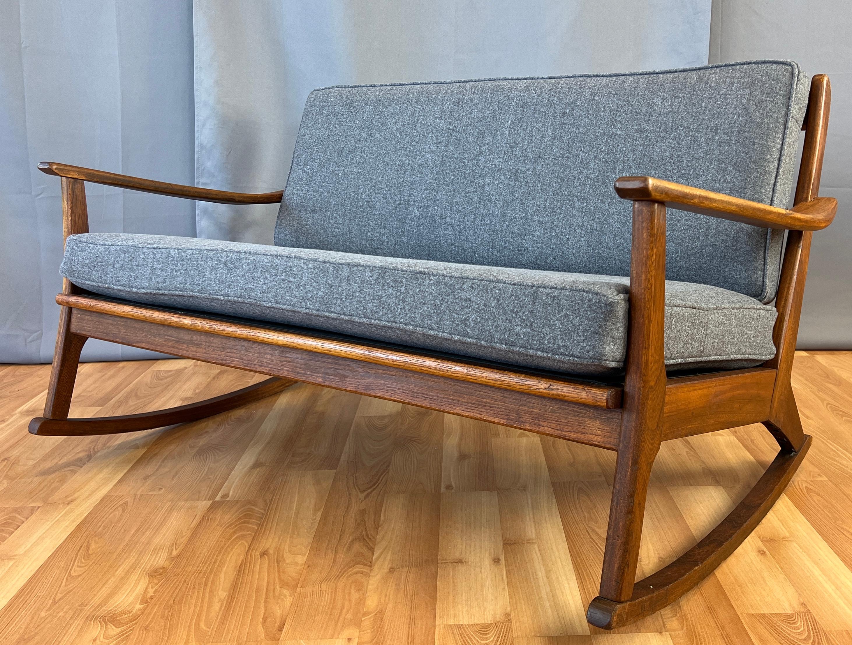 Unusual Vintage 1960s Walnut Settee Rocker at 1stDibs