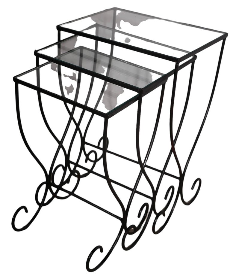 Unusual Wrought Iron Nesting Tables Mid Century American in the French ...