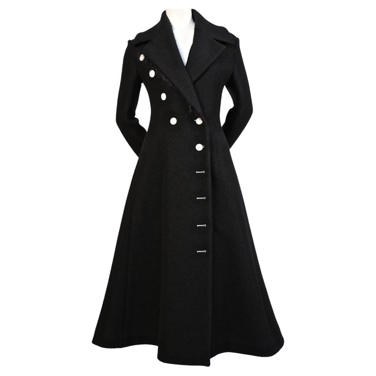 unworn CELINE black wool runway coat with asymmetrical buttons - fall ...