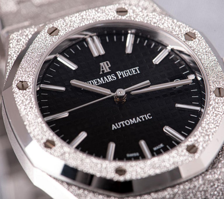 Unworn Frosted Audemars Piguet Royal Oak Gents 18 Karat White Gold ...