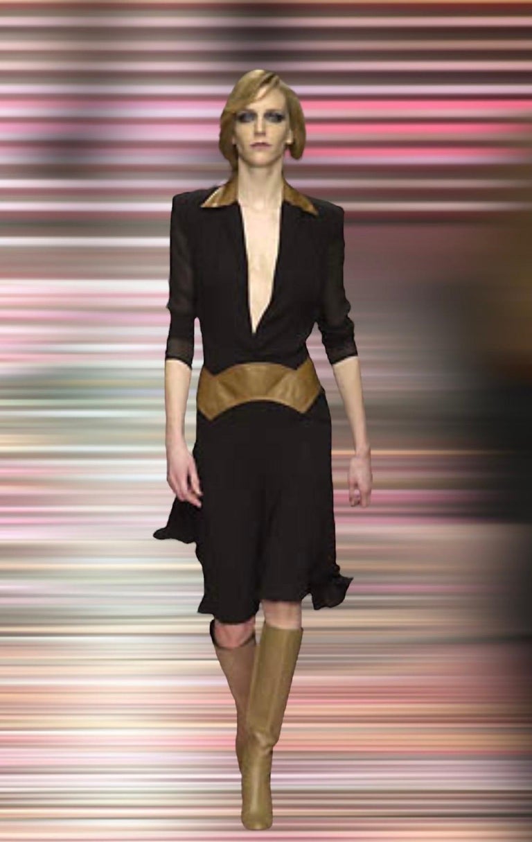 UNWORN Gianni Versace Couture 2001 Rare Cognac Brown Leather Evening ...