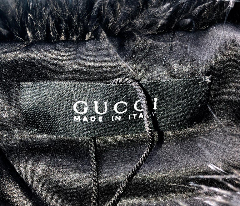 UNWORN Gucci by Tom Ford SS 2004 Black Marabou Feather Bolero Jacket 42 ...
