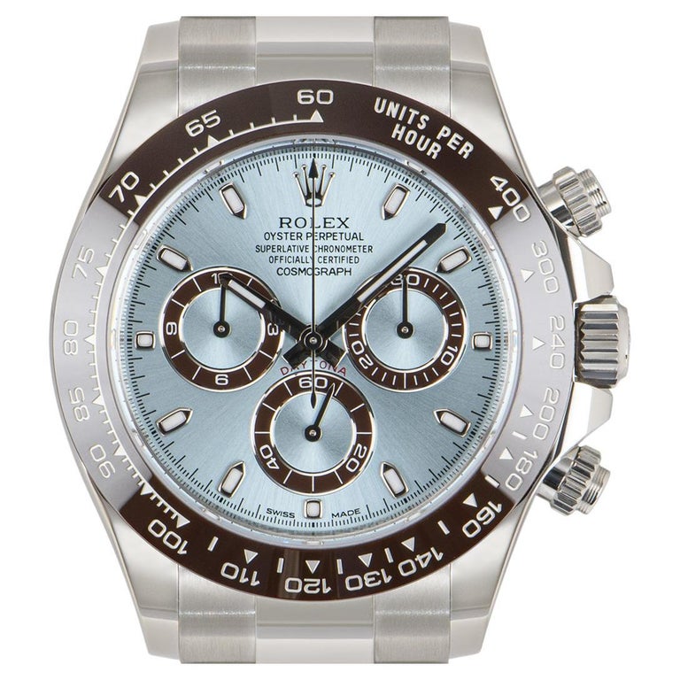 Unworn Rolex Daytona Platinum Ice Blue Dial 116506 at 1stDibs