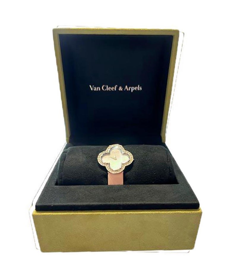 Unworn Van Cleef and Arpels Medium Alhambra Watch in 18k White Gold and ...