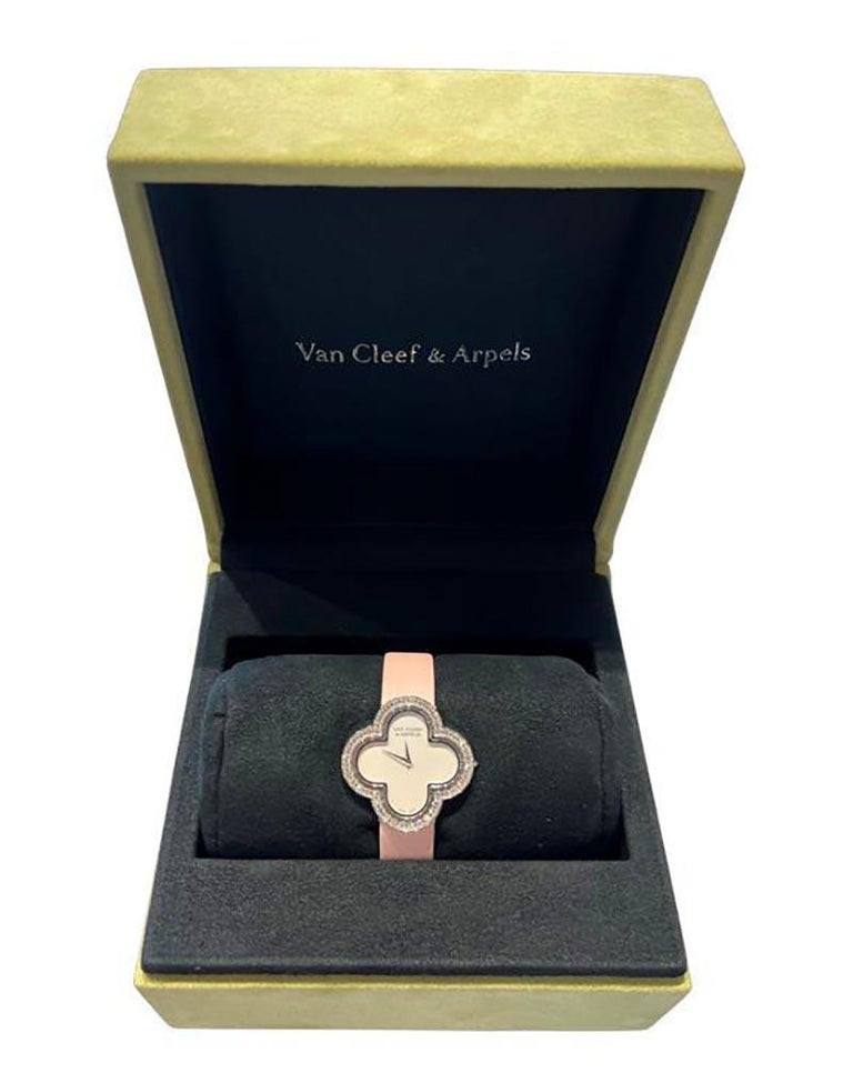 Unworn Van Cleef and Arpels Medium Alhambra Watch in 18k White Gold and ...