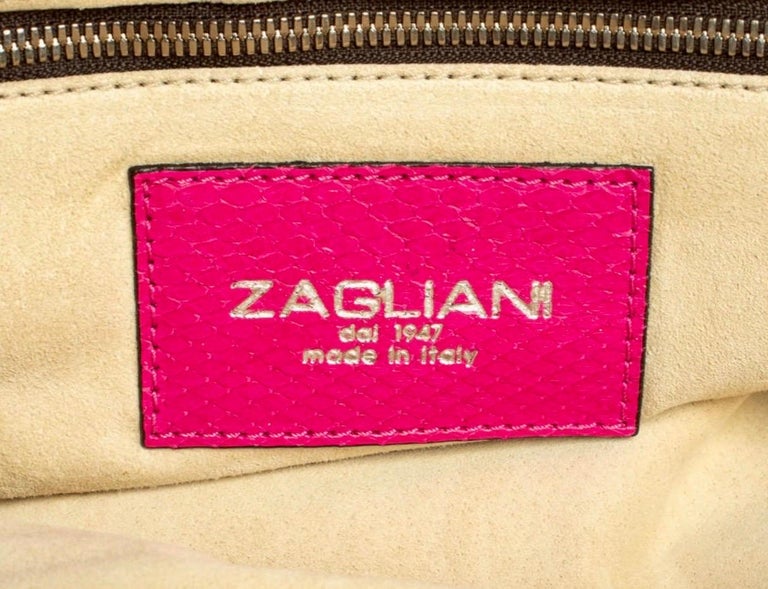 UNWORN Zagliani XL "Barbiecore" Exotic Snake Skin Shoulder Bag Tote HOT PINK For Sale at 1stDibs