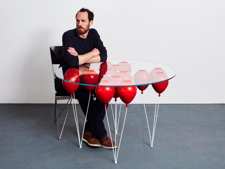 Modern 21st Century Round Balloon Dining Table in Red Resin For Sale at ...