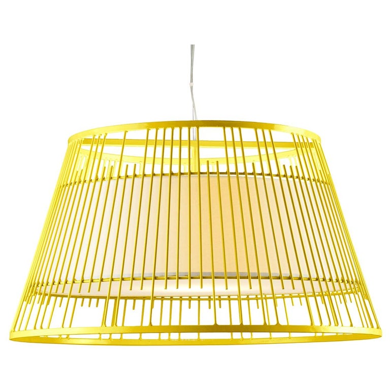 Contemporary Art Deco Inspired Up I Yellow Powder Coated Pendant Lamp ...
